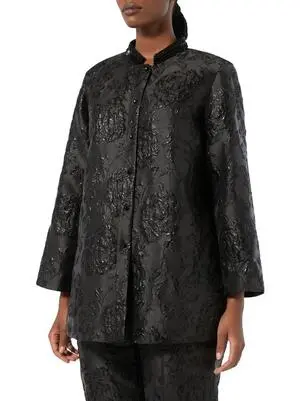 Marina Rinaldi Rupia Floral Jacquard Jacket - Black