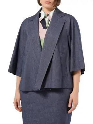 Marina Rinaldi Fiacre Notch Lapel Blazer - Blue Jeans