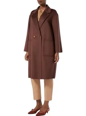 Marina Rinaldi Oche Double-breasted Virgin Wool Coat - Bordeaux