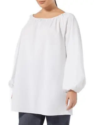 Marina Rinaldi Off-the-shoulder Poplin Top - Optical White