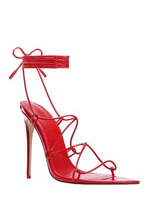 Femme La FEMME LA Strappy Ankle Wrap Stiletto Sandals Red