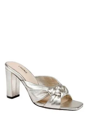 L'Agence Leonie Block Heel Slide Sandal Gold Leather