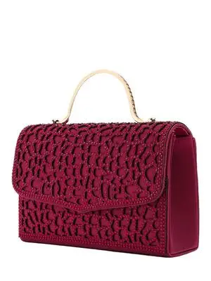 LADY COUTURE Rhinestone Embellished Evening Handbag - Burgundy
