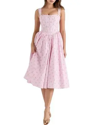 House Of Cb Floral Print Midi Dress - Rose Pink
