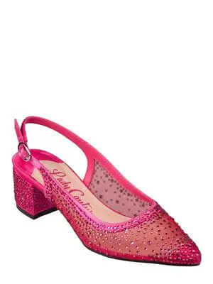 LADY COUTURE Rhinestone Embellished Slingback Pumps - Fuchsia