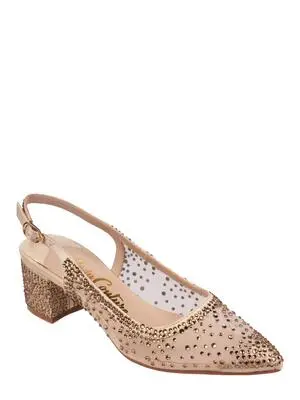 LADY COUTURE Rhinestone Embellished Slingback Pumps - Gold