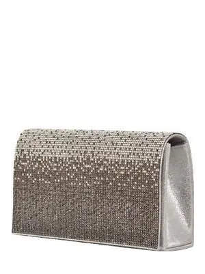 LADY COUTURE Rhinestone Envelope Clutch Silver Multi
