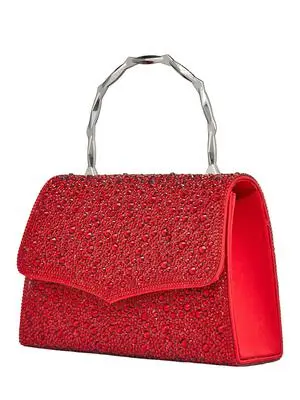 LADY COUTURE Embellished Evening Handbag With Top Handle - Red