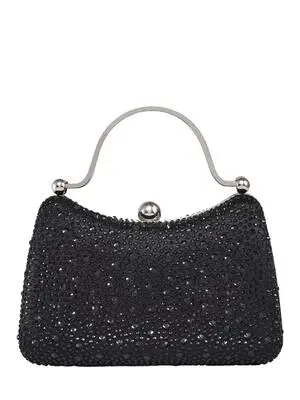 LADY COUTURE Dazzling Evening Handbag With Metal Handles Black
