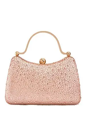 LADY COUTURE Dazzling Evening Handbag With Metal Handles - Champagne