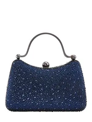 LADY COUTURE Dazzling Evening Handbag With Metal Handles Navy