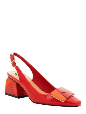 NINETY UNION Slingback Pumps With Geometric Heel Red Multi