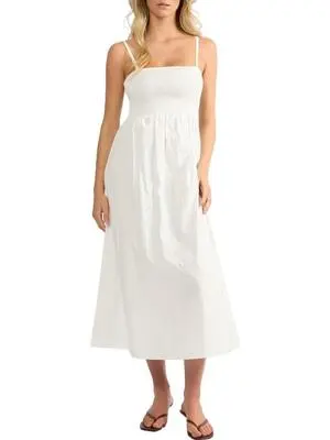 VIENS AVEC MOI Cove Smocked Bodice Cotton Maxi Sundress