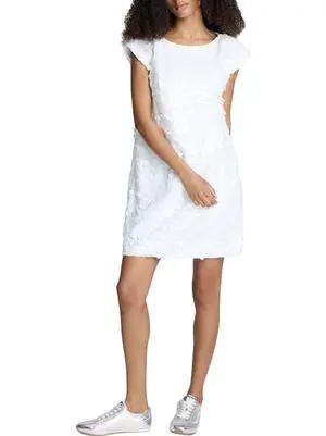 KENNETH COLE Paillette Sequin Shift Dress - Pure White