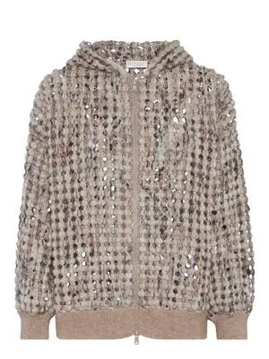 Brunello Cucinelli Balloon Net Cardigan - Camel