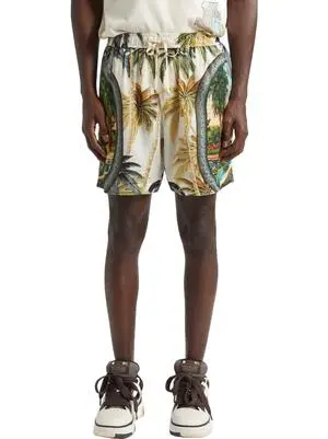 Amiri Paradise Print Relaxed-fit Shorts - Green/white Multi