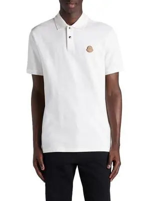 Moncler Logo Patch Cotton Piqué Polo - Bright White