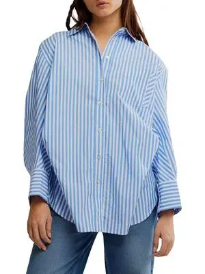 FREE PEOPLE Sabine Striped Button-Up Shirt
