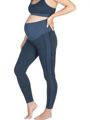 MODERN ETERNITY Ella Activewear Seamless Maternity Leggings - Navy Jacquard