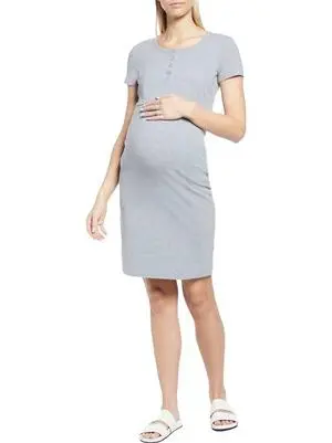 MODERN ETERNITY Nursing Maternity Dress - Grey Mix