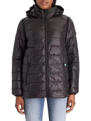MODERN ETERNITY Modern Eternity Maternity Lightweight Puffer Convertible 3-in-1 Jacket Black