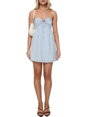 Princess Polly Embroidered Strapless Mini Dress - Blue