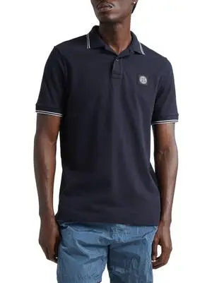 Stone Island Tipped Stretch Cotton Polo - V0020 Navy Blue