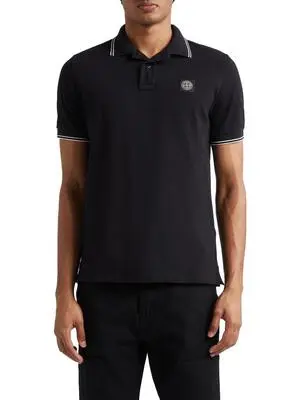 Stone Island Tipped Stretch Cotton Polo - V0029 Black