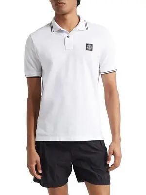 Stone Island Tipped Stretch Cotton Polo - V1001 White