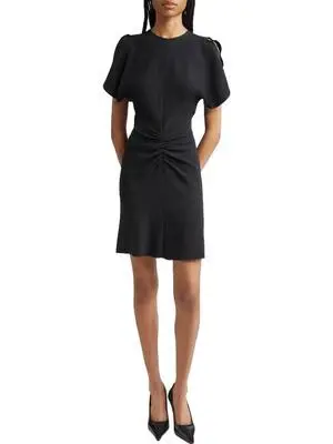 Victoria Beckham Gathered Waist Satin Mini Dress - Black