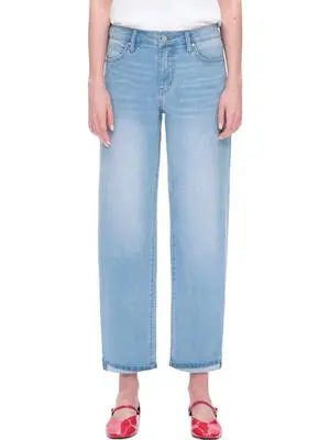 BAYEAS Cuffed Mid-rise Barrel Jeans - Light Blue