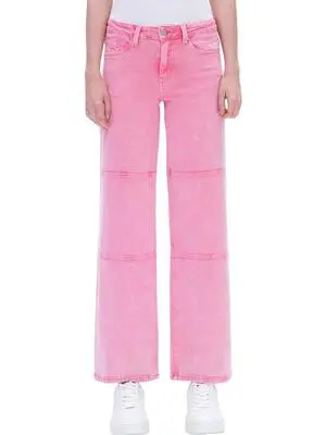 BAYEAS Mid-rise Wide-leg Paneled Jeans - Pink