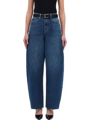 BAYEAS High Waist Barrel Jeans - Dark Blue