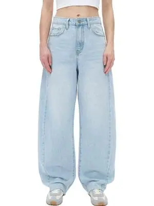 BAYEAS High Waist Barrel Jeans - Light Blue