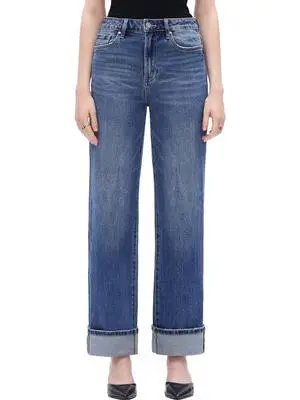 BAYEAS High-waist Straight-leg Jeans - Retro Medium Blue