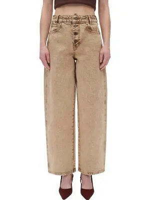 BAYEAS High-rise Barrel Jeans - Khaki