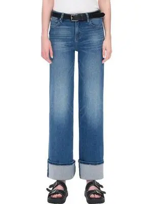 BAYEAS Straight Leg Stretch Denim Jeans - Medium Blue