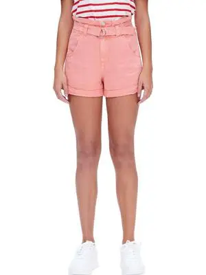 BAYEAS Belted High-Waist Denim Shorts Pink