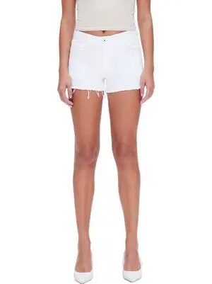 BAYEAS Raw Hem Denim Shorts - White