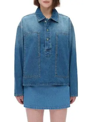 BAYEAS Ombré Denim Popover Shirt - Medium Blue