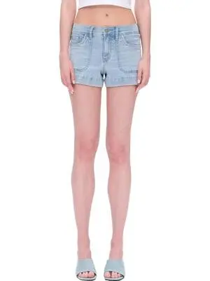 BAYEAS Mid Rise Denim Shorts - Light Blue