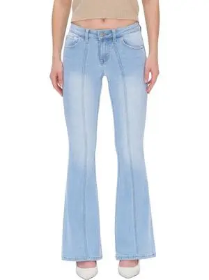 BAYEAS Seamed Flare Leg Jeans - Light Blue