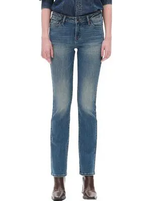 BAYEAS Low Rise Slim Straight Leg Jeans - Retro Medium Blue