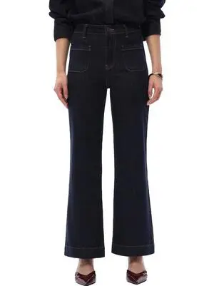 BAYEAS High-waist Wide-leg Jeans With Patch Pockets - Rinse Wash