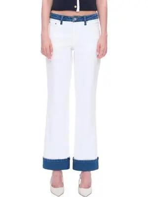 BAYEAS Contrast Mid-Rise Relaxed Straight-Leg Jeans