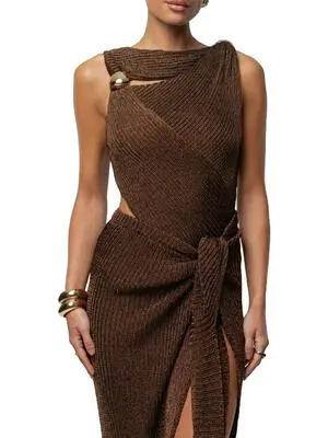 JLUXLABEL Luminous Sweater Bodysuit Brown
