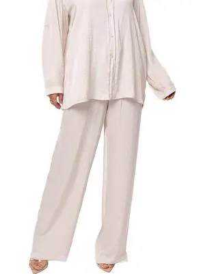 JLUXLABEL Crinkled Shirt And Straight Leg Pant Set - Ivory