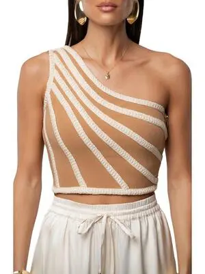 JLUXLABEL Braided One-shoulder Crop Top - Ivory