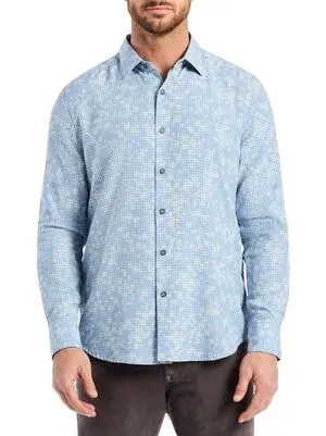 Robert Graham Angola Jacquard Micro Plaid Button-up Shirt - Light Blue