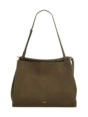 Alaïa Medium Le Click Suede Shoulder Bag - Khaki